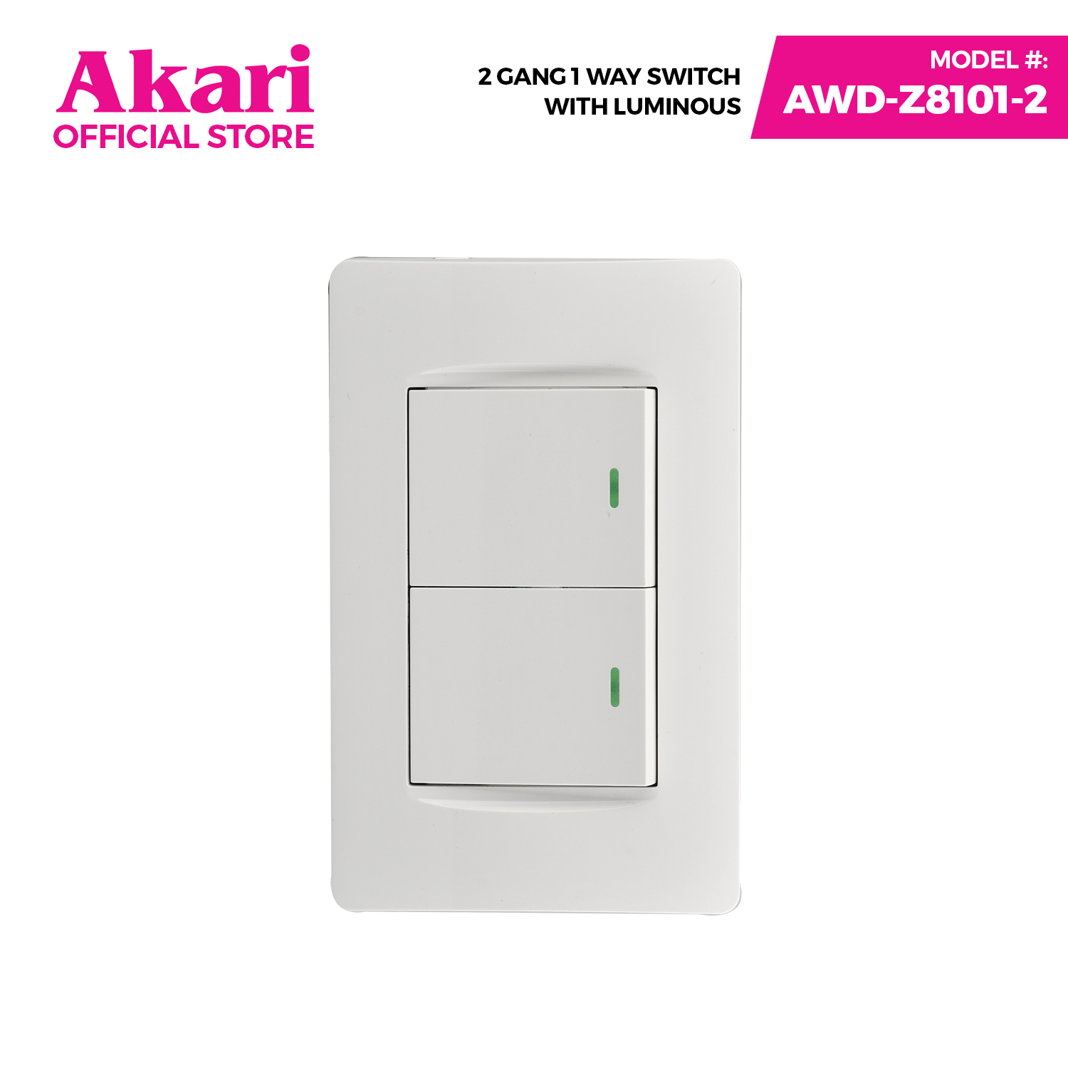 Akari AWD-Z8101-2 2 Gang 1 Way Switch with Luminous | Lazada PH