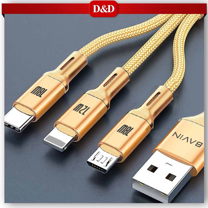 D&D | Bavin CB076 Rapid Series 3 in 1 Fast Charging Cable 2.4A Output ...