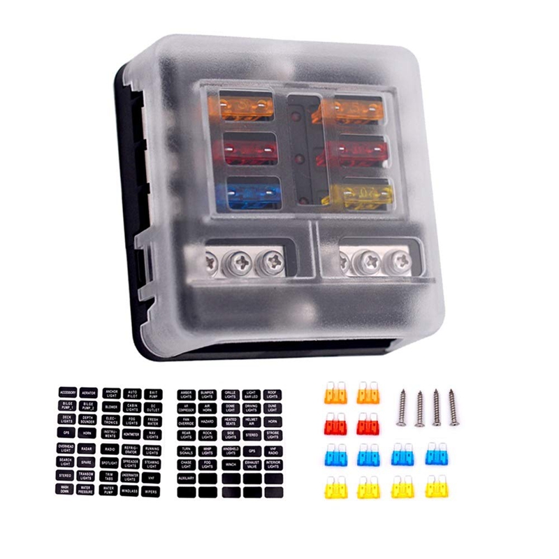 6-Way Waterproof Fuse Block,with LED Indicator 12 Circuits with ...