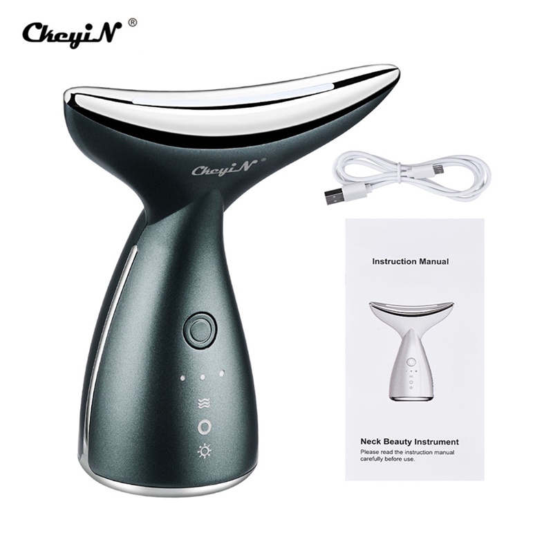CkeyiN Neck Face Massager Vibration LED Photon Therapy EMS Firming ...