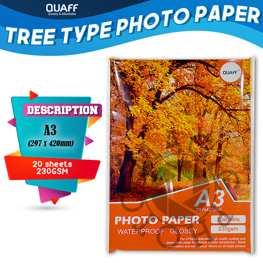 QUAFF Glossy Photo Paper A3 size (20 sheets / pack) | Lazada PH