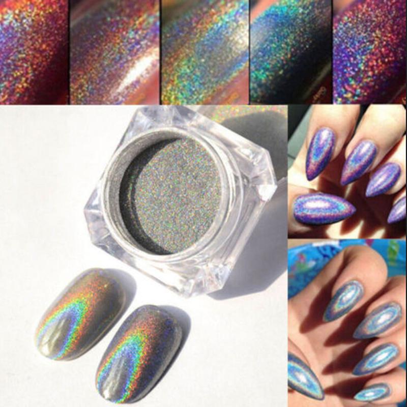 FOO 1g Holographic Holo Chrome Glitter Powder Dust 3D Nail Art Decor ...