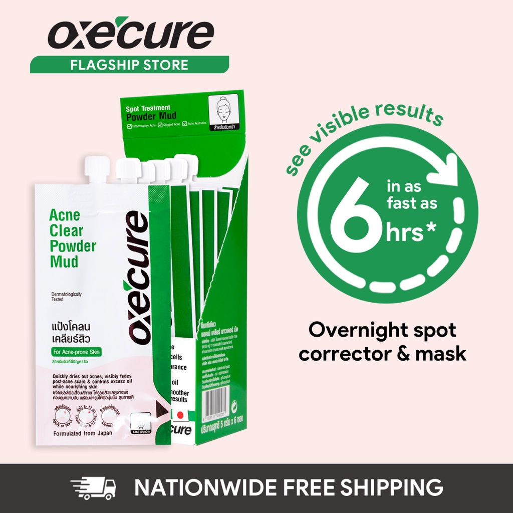 OXECURE Acne Clear Powder Mud 5g,Box of 6 (Pimple,black/whiteheads ...