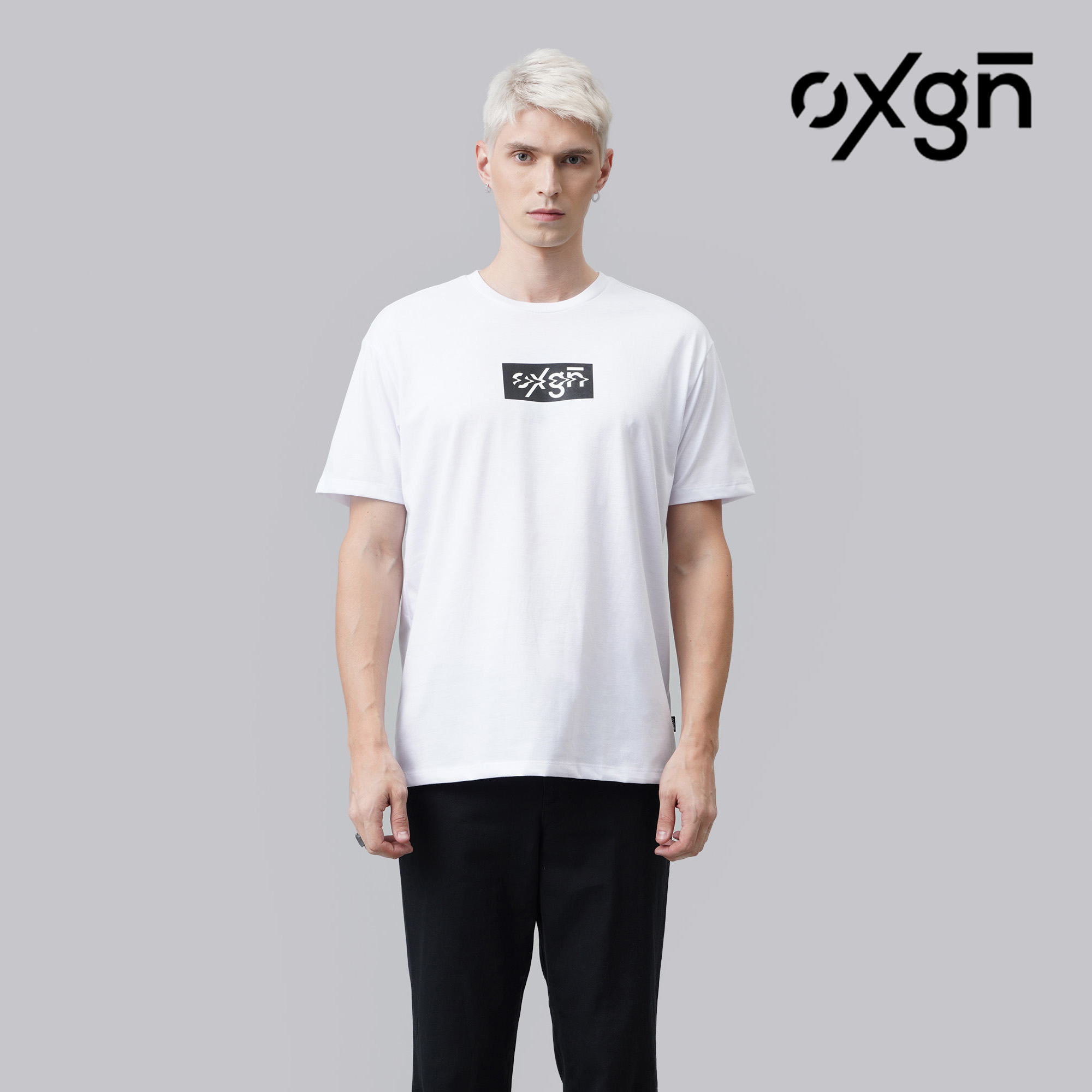 OXGN Logo Regular Fit T-Shirt With Graphic Print for Men (White ...