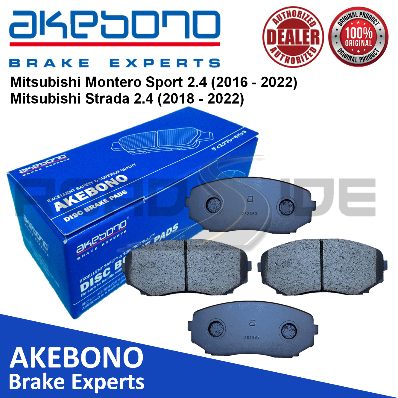 Akebono Front Brake Pads for Mitsubishi Montero Sport 2.4 (2016 - 2022 ...