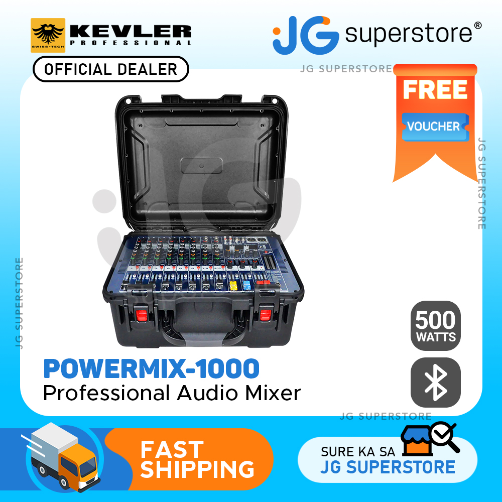 KEVLER POWERMIX-1000 10-Channel Powered Bluetooth Mixer with 6 Mic/Line ...