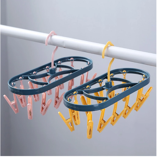 MnKC 32PCS Clips Foldable Drip Hanger Clothes Hanging Drying Rack Sock ...