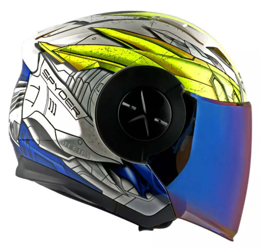 Spyder Openface Helmet with Dual Visor Axel GD S1 MECHA 121 BS White N ...