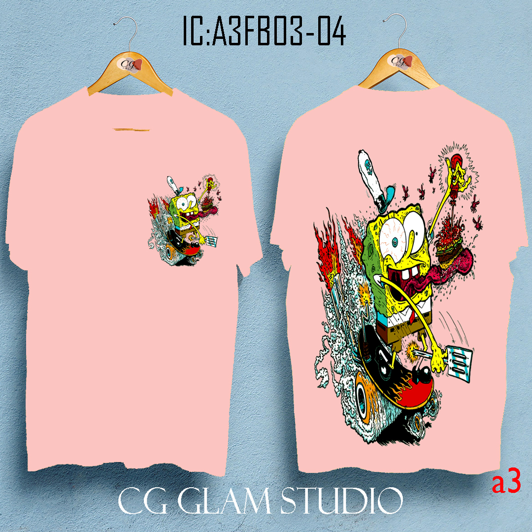 A3FB03-04 Crazy Spongebob UNISEX Streetwear Loose shirt (A3 PRINT )- S ...