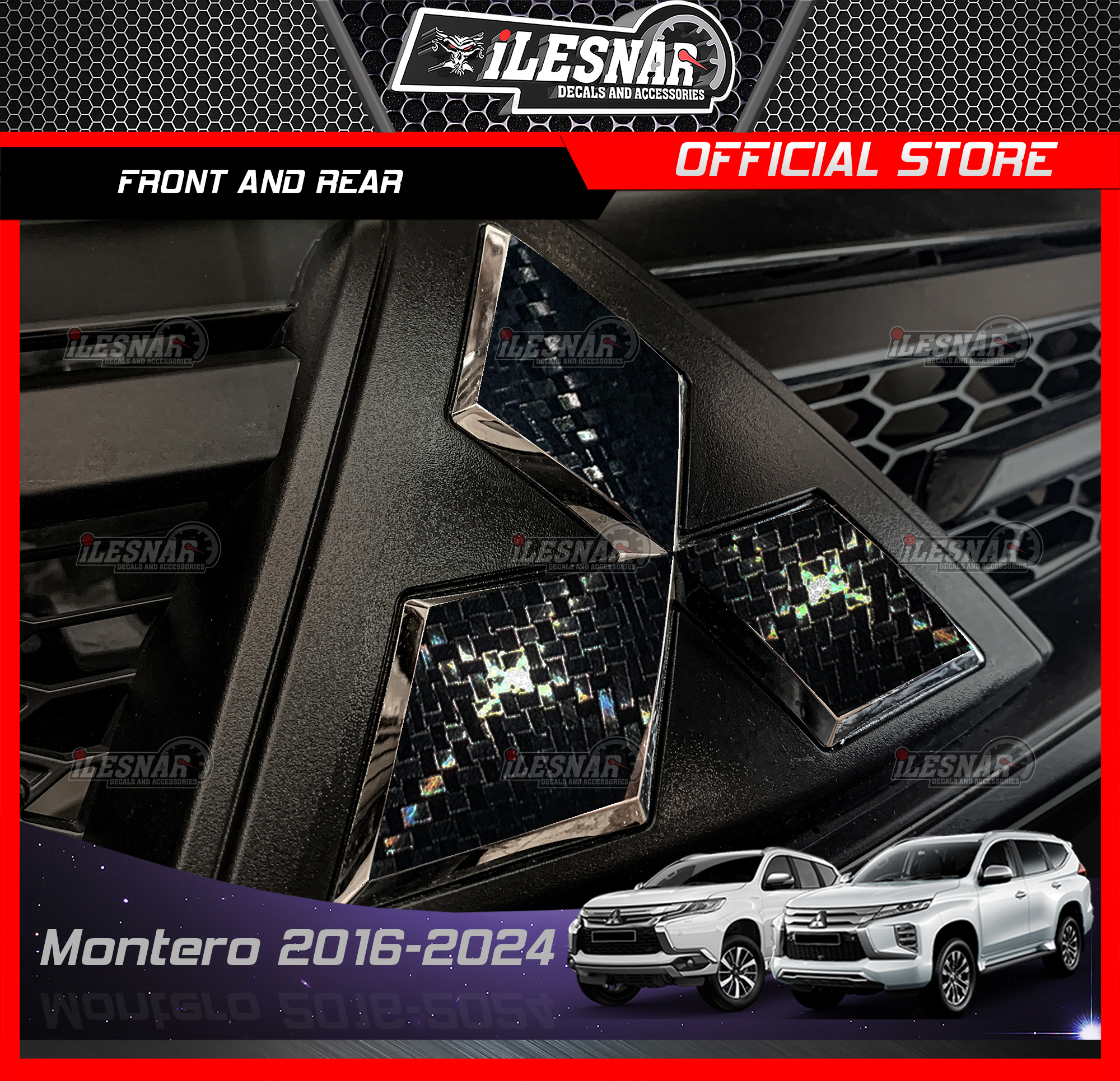 Mitsubishi Montero Sport 2016-2025 Front and Rear Logo Sticker Official ...
