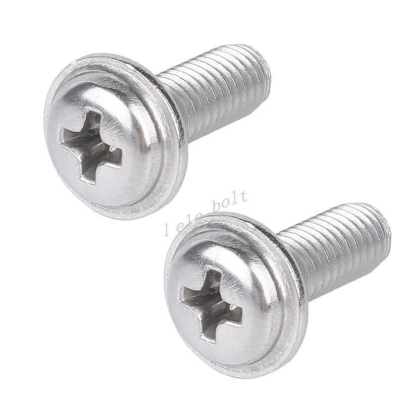M2 M2.5 M3 M4 M5 304 Stainless Steel PWM DIN967 Cross Phillips Pan Round Truss Head With Washer ...
