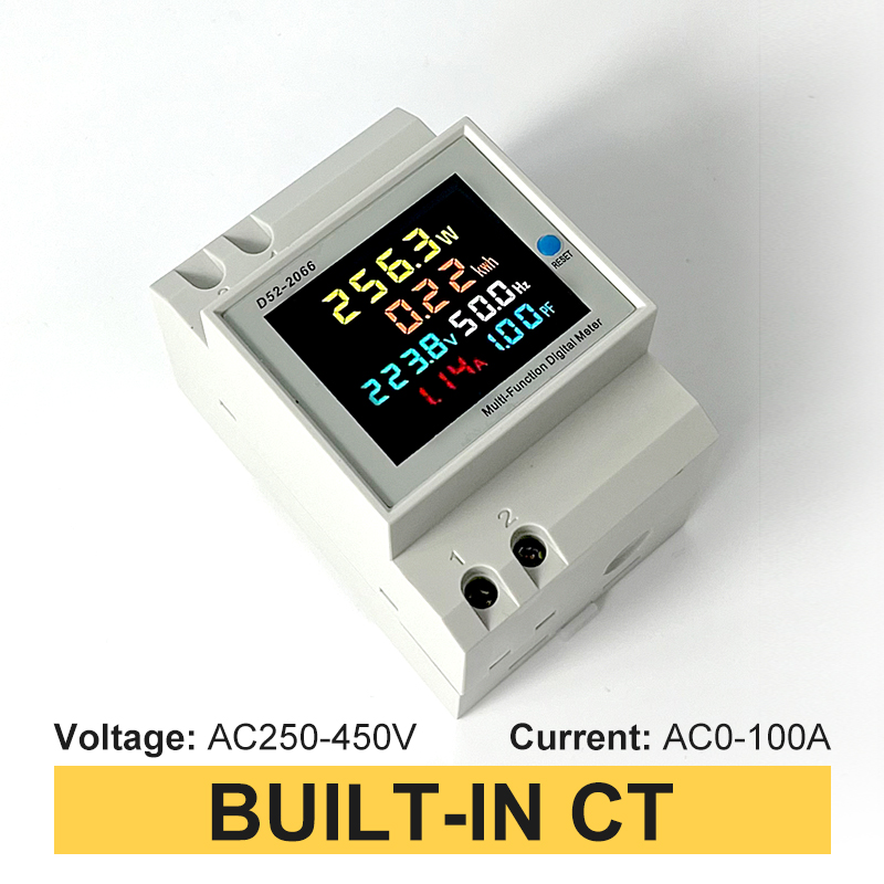 D52-2066 6IN1 Din rail AC Monitor 110V 220V 380V 100A Voltage Current ...