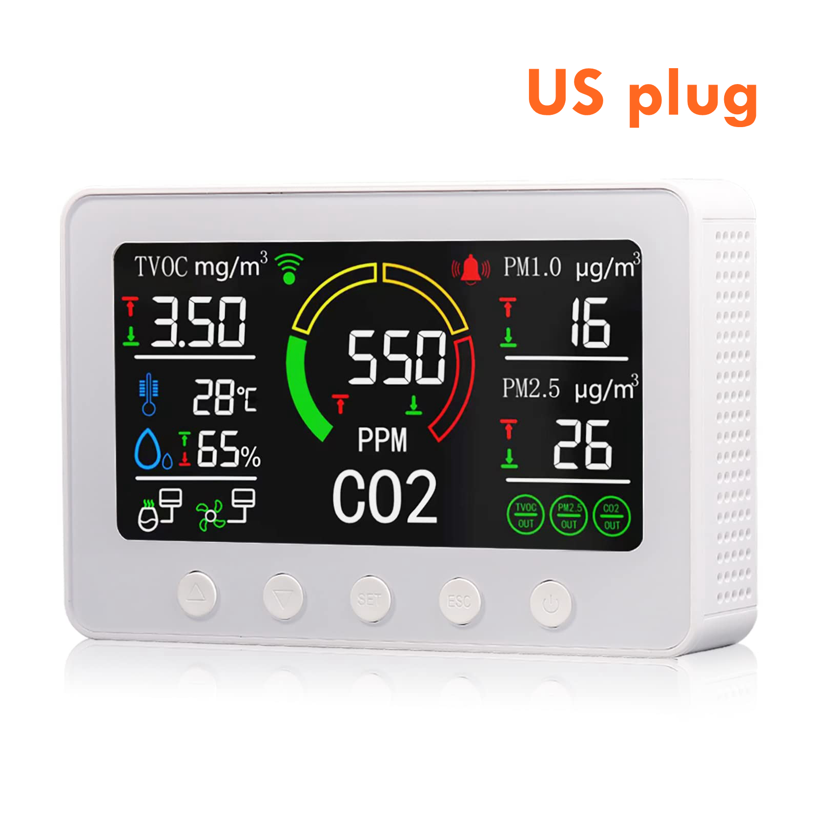Tuya Wi-Fi Smart Air Quality Monitor CO2 PM2.5 PM1.0 TVOC Formaldehyde ...