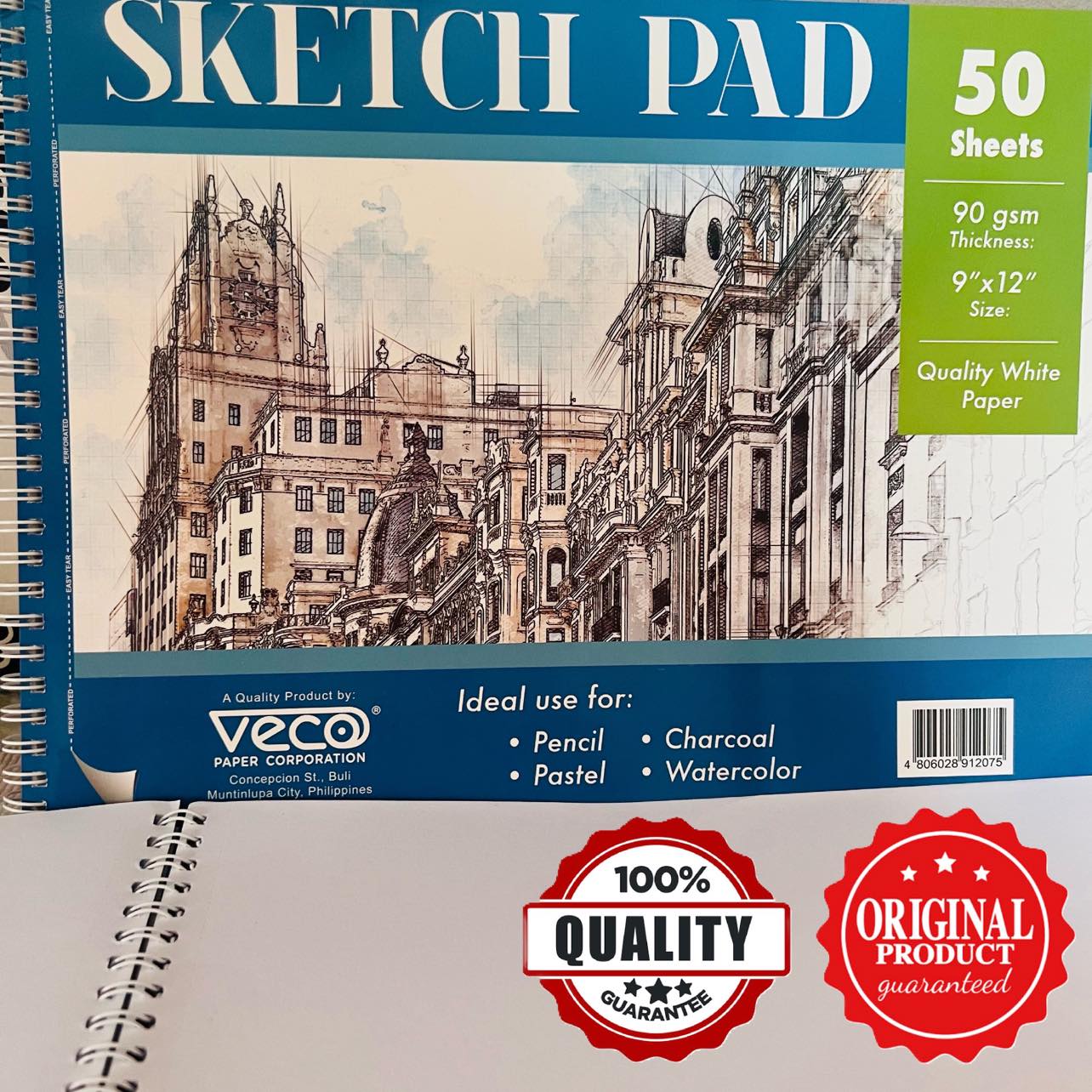 VECO SKETCH PAD SPIRAL 9 x 12 inches, 50 Sheets, 90gsm (SOLD PER PIECE ...