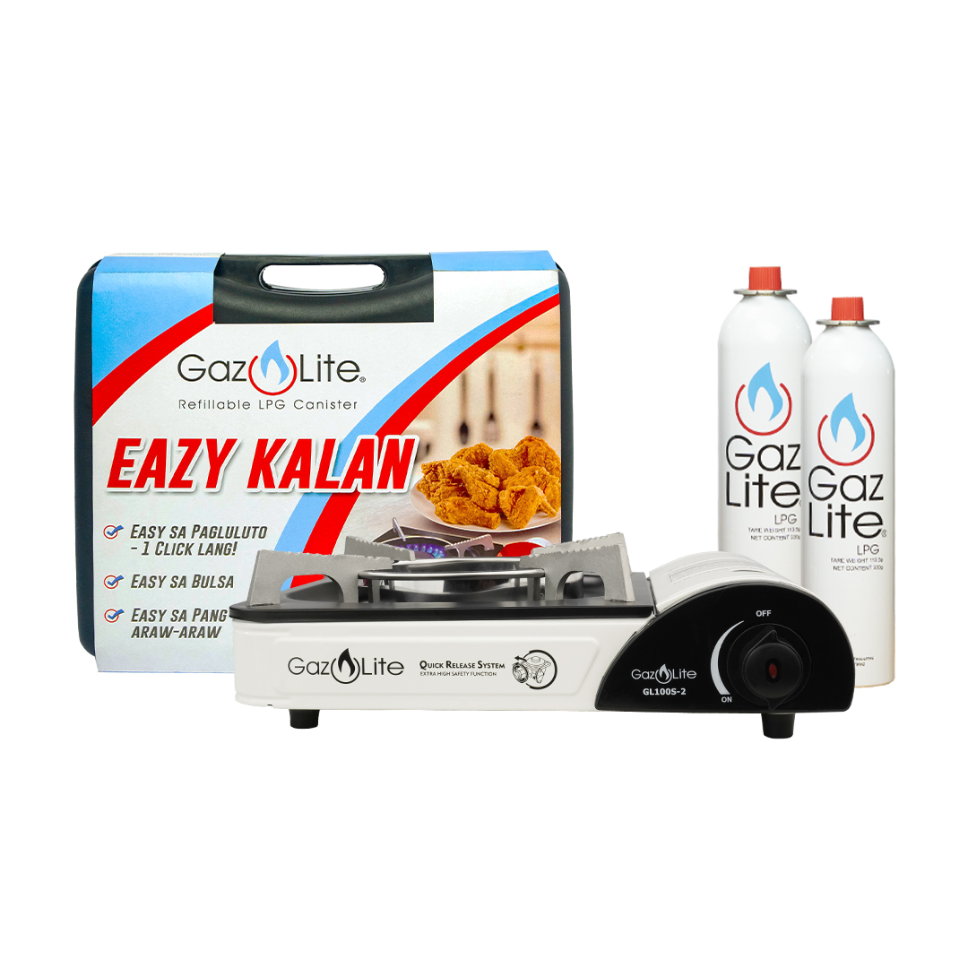 White ‘Eazy Kalan’ Portable LPG Stove + 2 Gaz Lite 330g LPG Cylinders ...