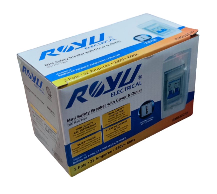 20A Circuit Breaker 220V 6KIAC with PVC Enclosure with Universal Outlet ...