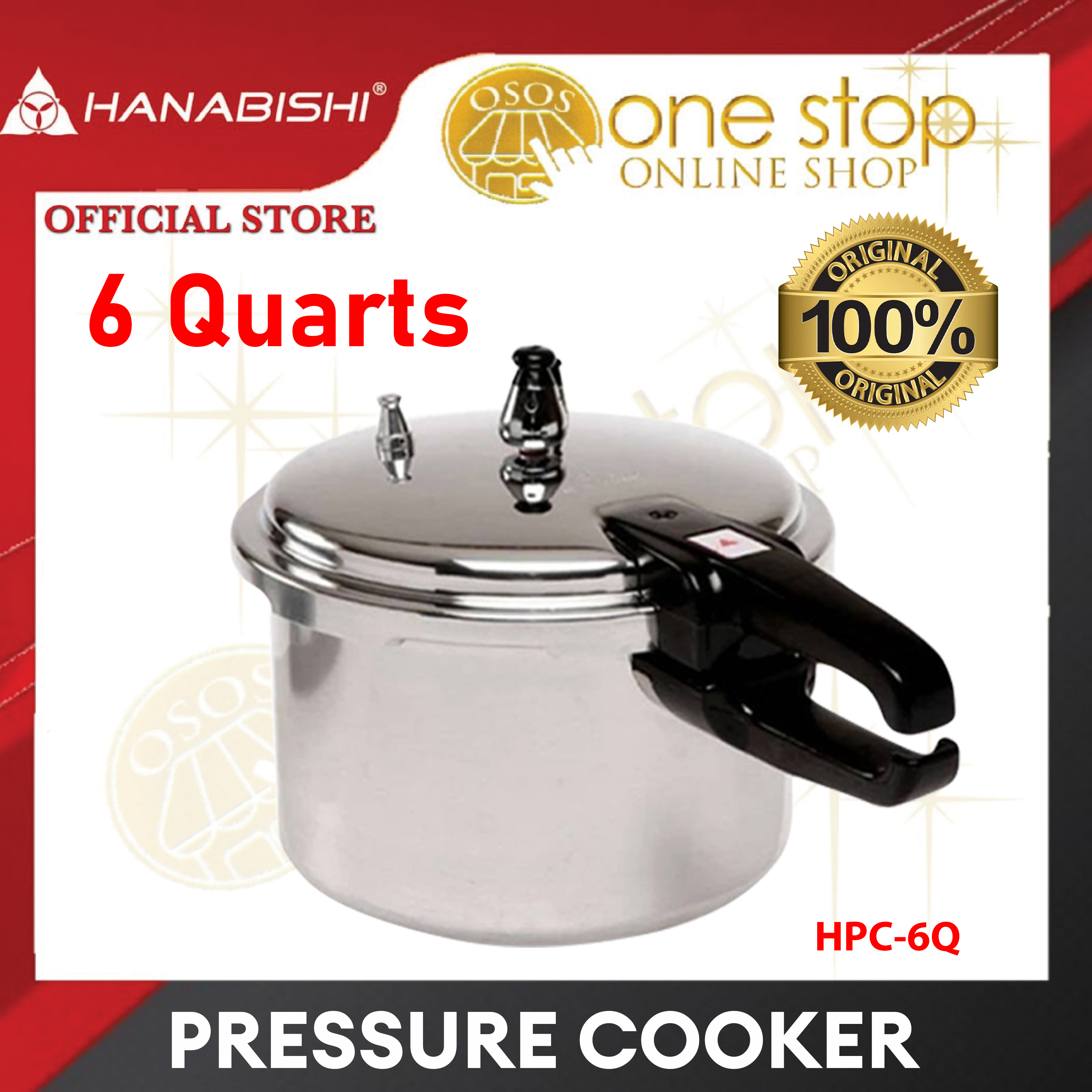 HANABISHI Original Pressure Cooker 6 Quarts / 5.6 Liters HPC-6Q •OSOS• | Lazada PH