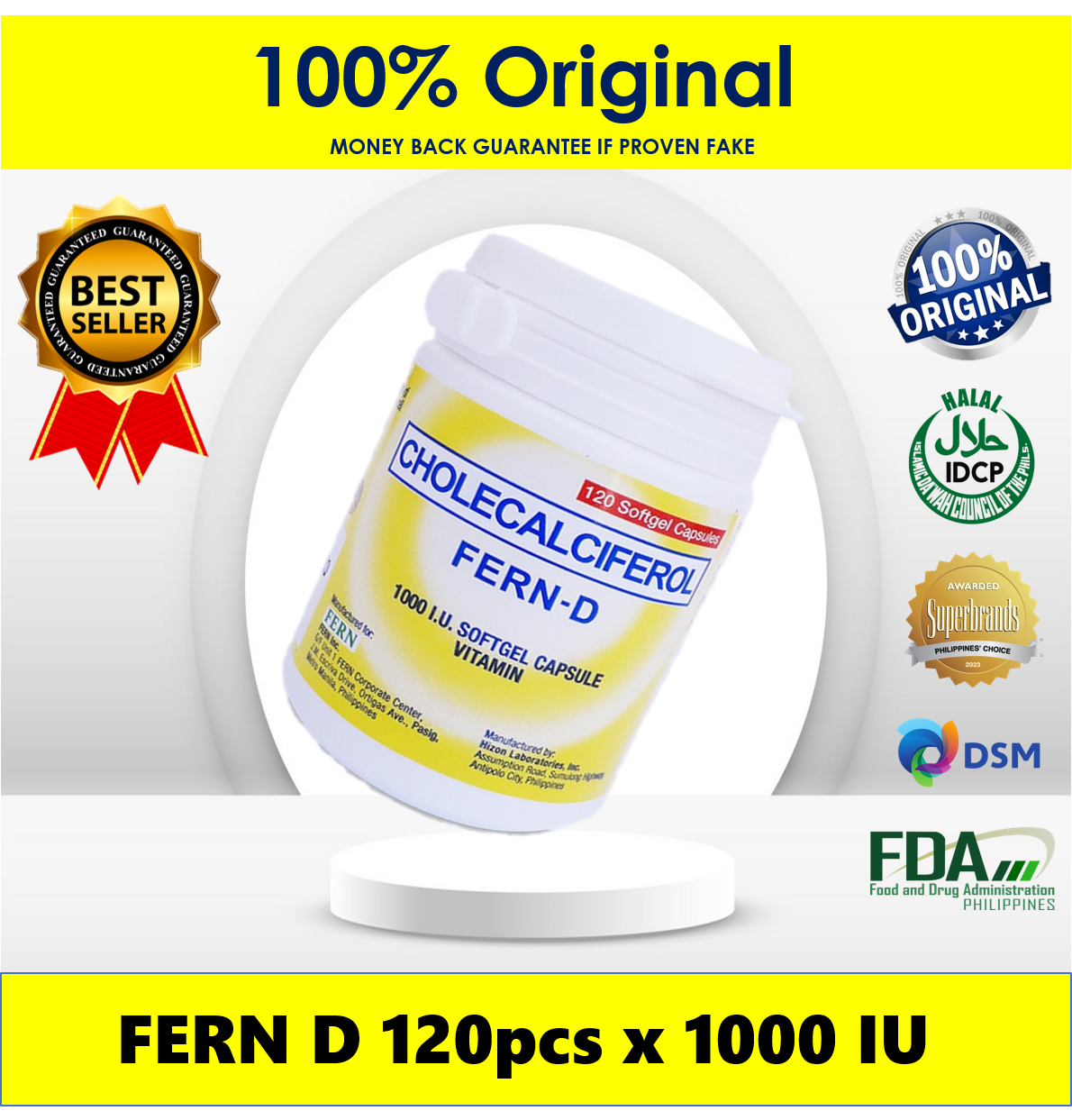 ifern FERN D 120pcs x 1000 IU - Cholecalciferol Vitamin D3 100% ...