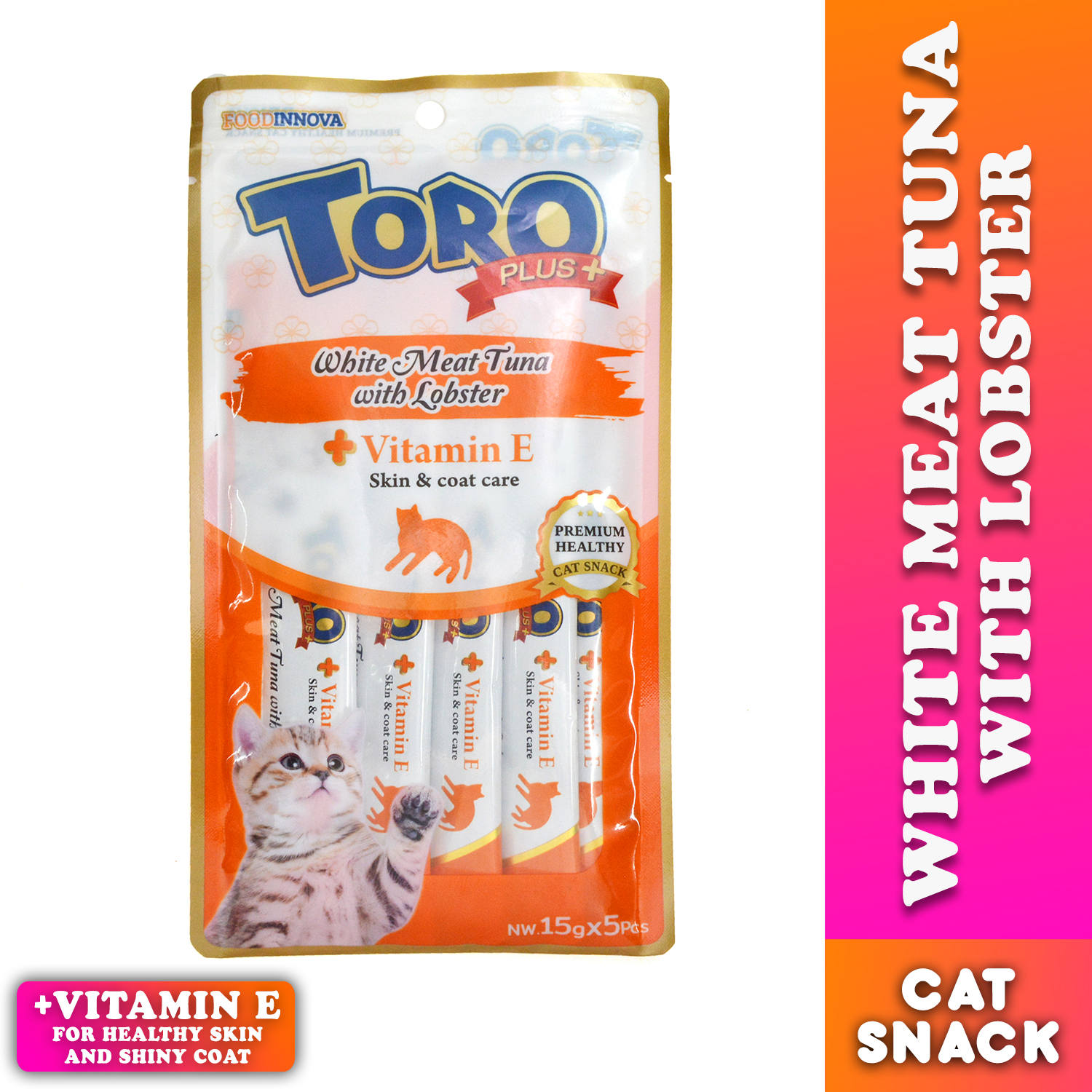 Toro Plus White Meat Tuna with Lobster Cat Treat WITH VITAMIN E 15g x ...