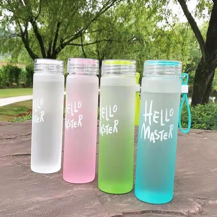 480ml Portable Gradient Color Frosted Water Tumbler Bottle Hello Master ...