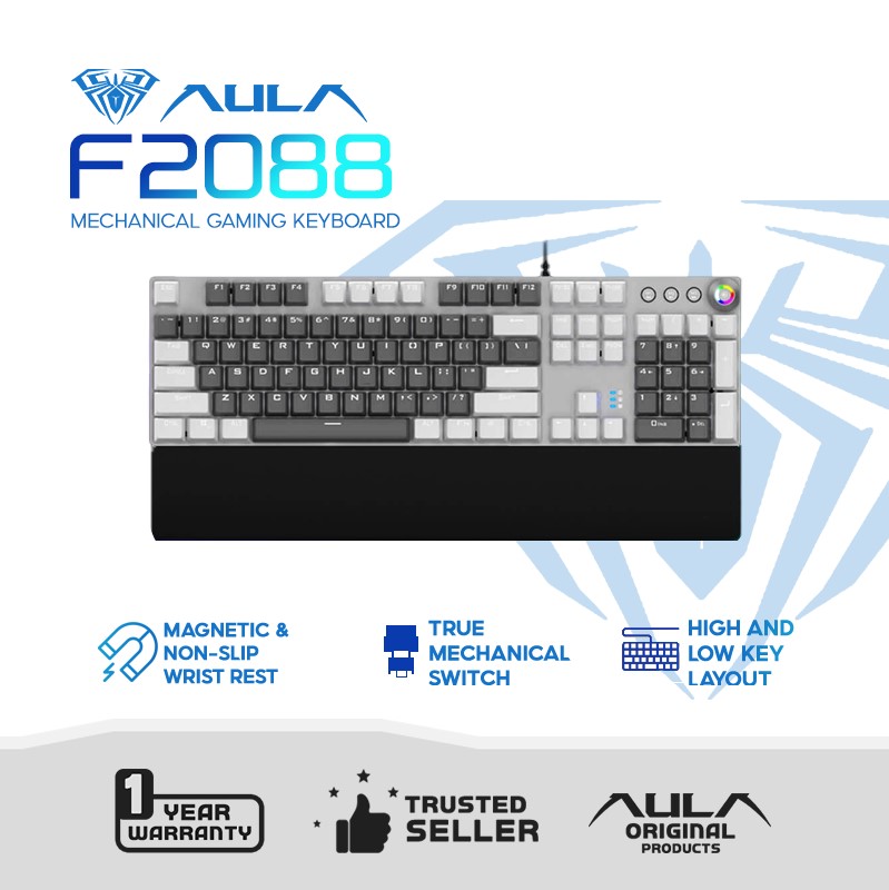 Aula F2088 Mechanical Gaming Keyboard, Wired, RGB, Full Layout, Media ...