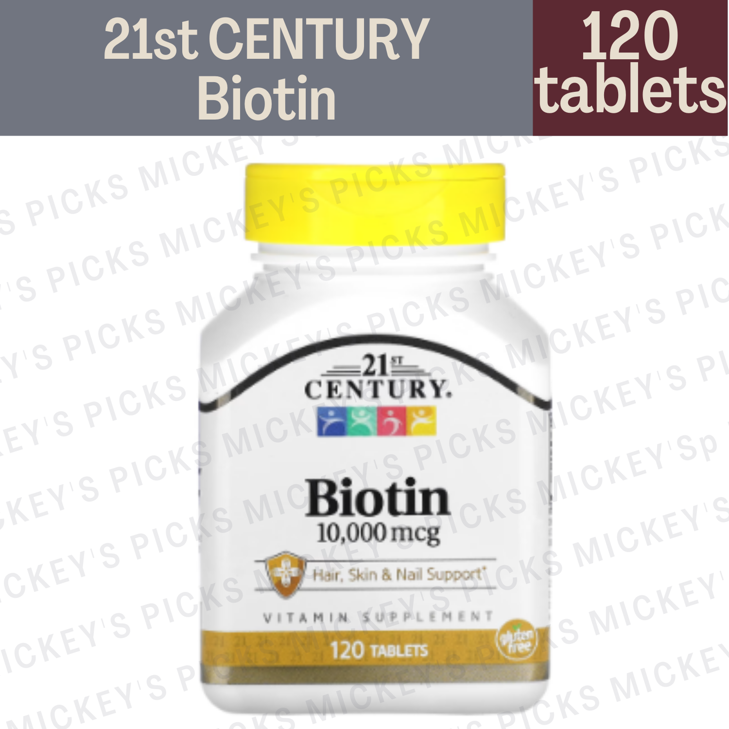 21st Century | Biotin 10,000 mcg, 120 Tablets / 800 mcg, 110 Easy ...