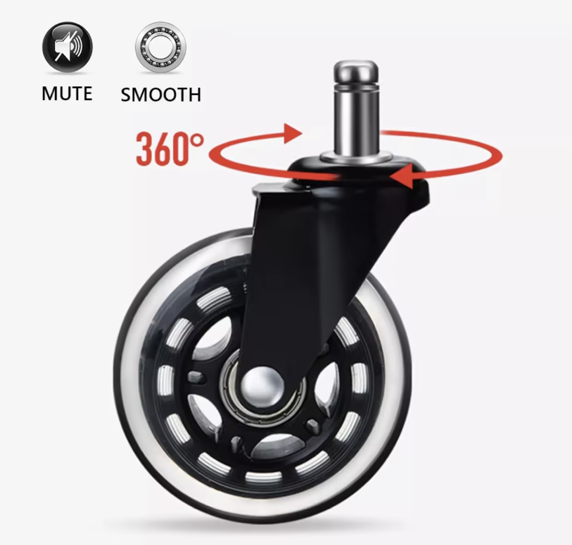 COMPUTER SWIVEL CHAIR SILENT CASTER RUBBER WHEELS ( 2 inch / 3inch ...