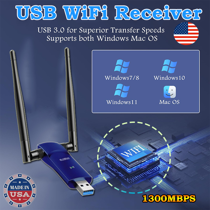 Best Usb Wifi Dongle Wireless Network Card Adapter 2.4g/5ghz 1300mbps ...