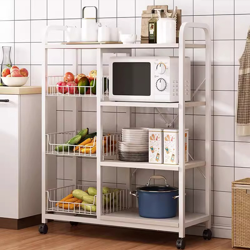 3/4 layers Trolley Kitchen Rack Microwave Kitchen Organizer Shelf with ...