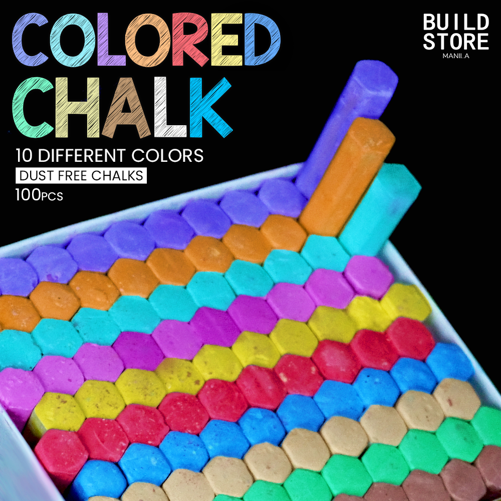 Colored Chalk | 100 pcs| 10 Colors Dust Free Chalk | Colored Chalk Arts ...