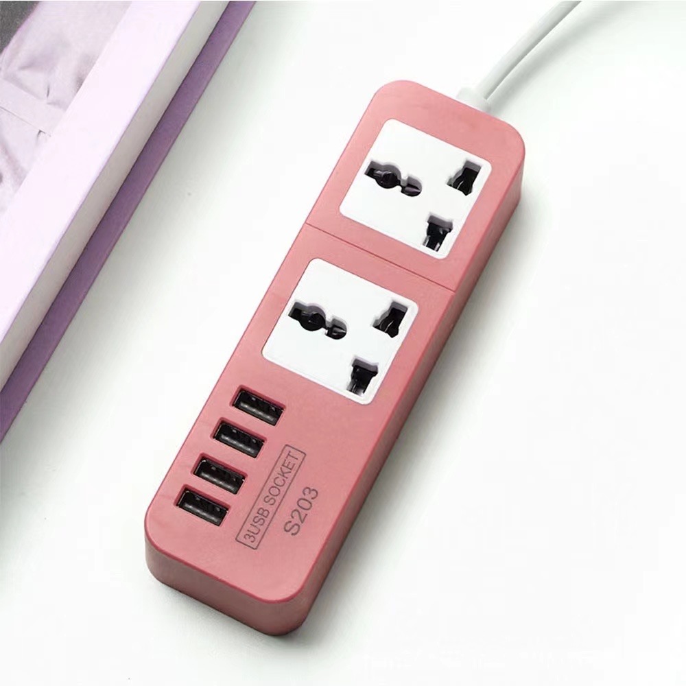 Universal Power Extension Cord Socket With 4 USB Ports and 2 Power ...