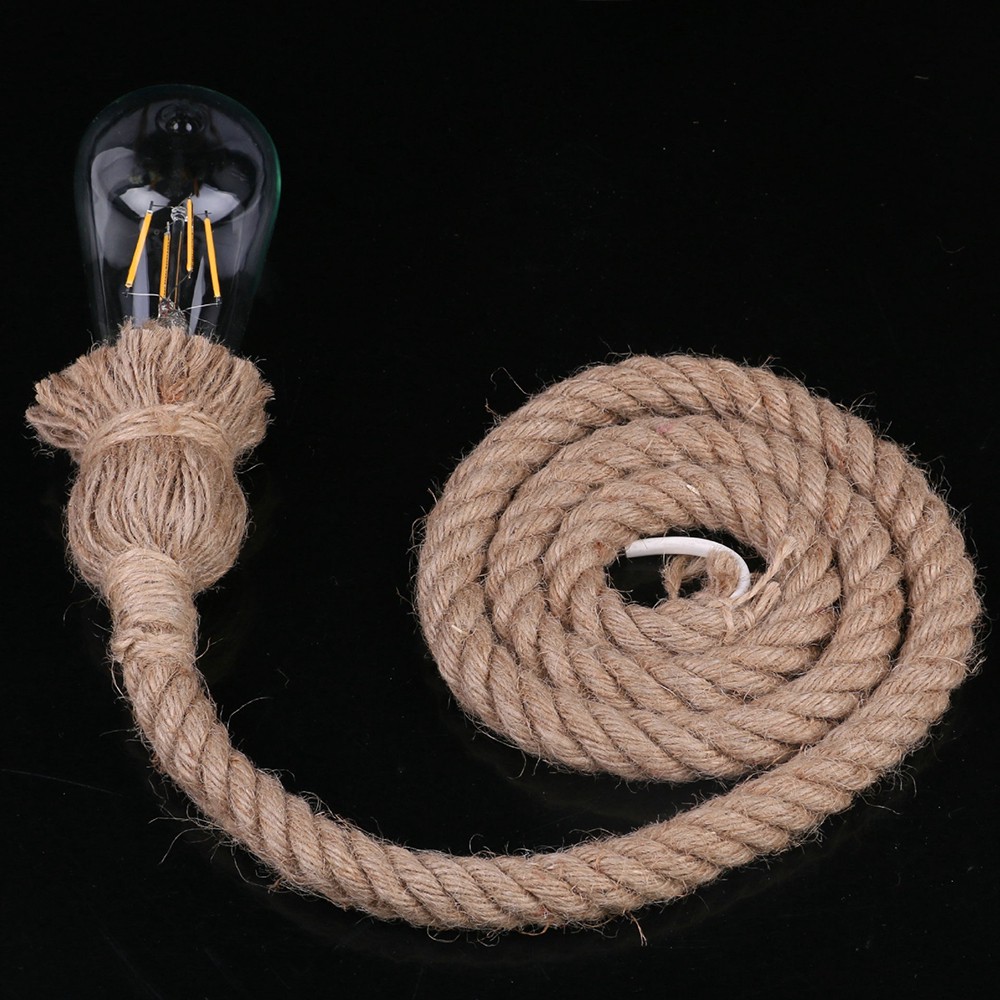Vintage Hemp Rope Ceiling light LED Chandelier Hemp Rope Pendant Lamp ...