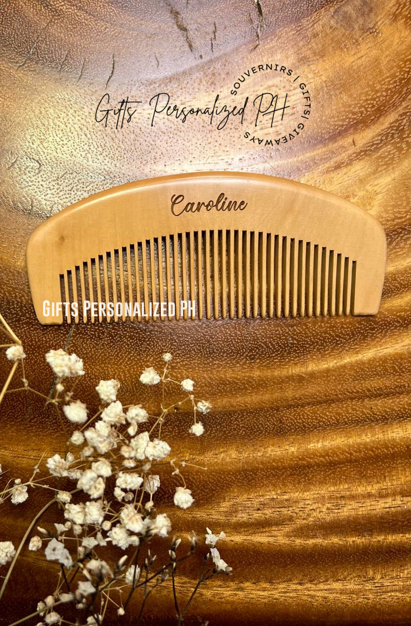 Personalized Wooden Hair Comb TINY SIZE 12.5cm L Velvet Pouch Available ...