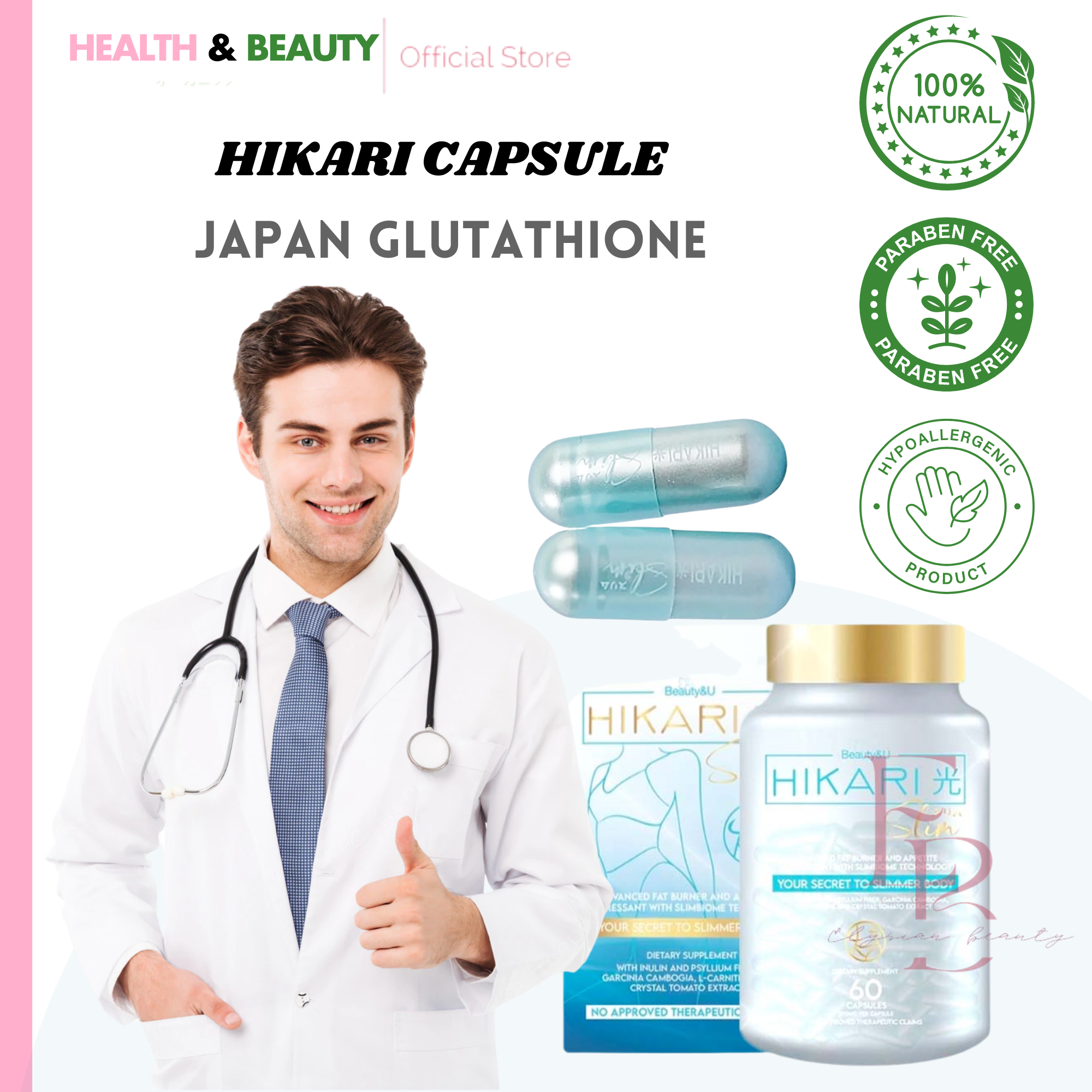 HIKARI Glutathione and Hikari Slim Premium Japan Glutathione Capsule ...