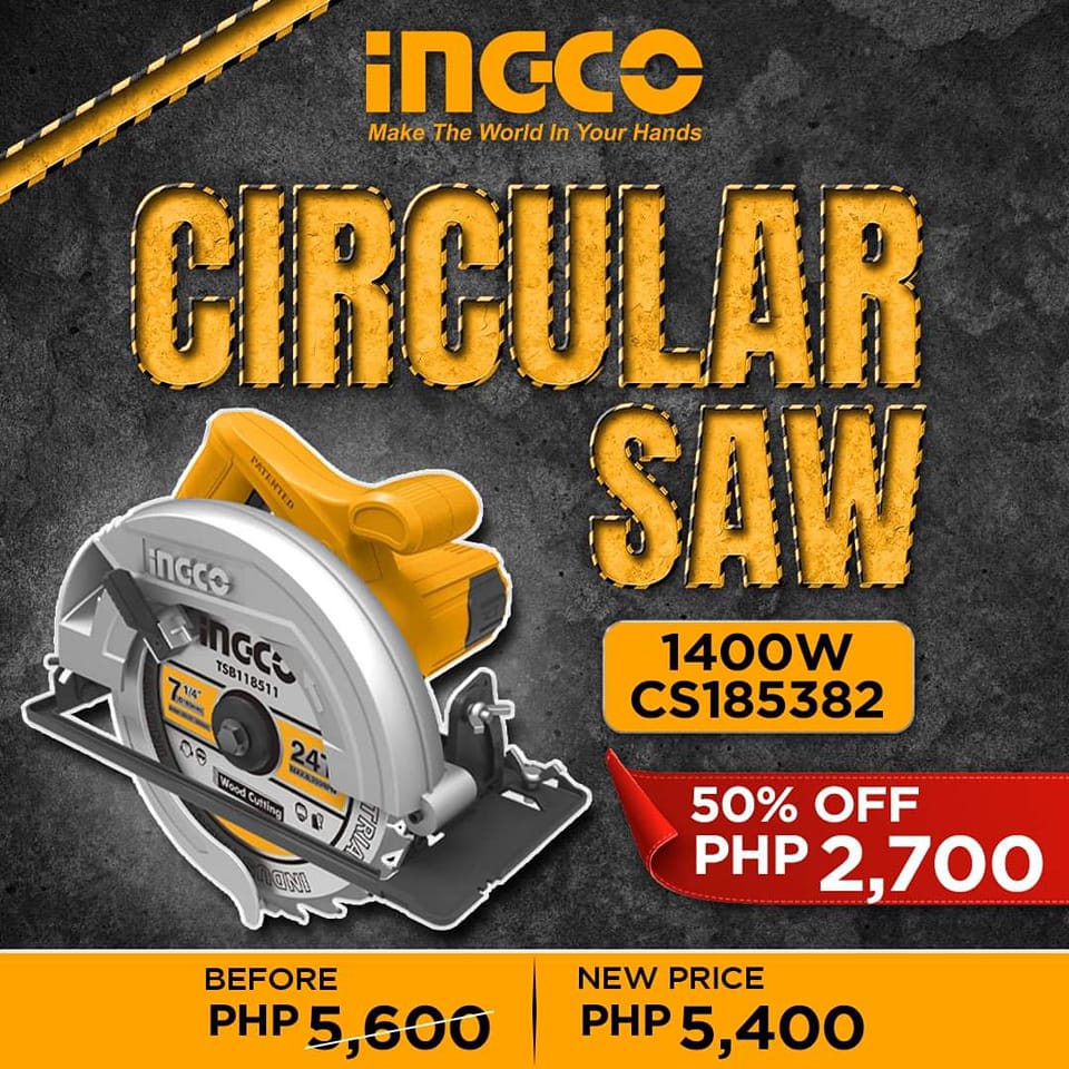 INGCO CIRCULAR SAW 1400W 7" (SS) (CS185382) Voltage: 220-240V~50/60Hz ...