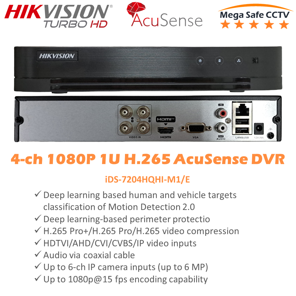 HikVision iDS-7204HQHI-M1/E 4Channel 1080p 2MP H.265 Turbo HD CCTV DVR ...