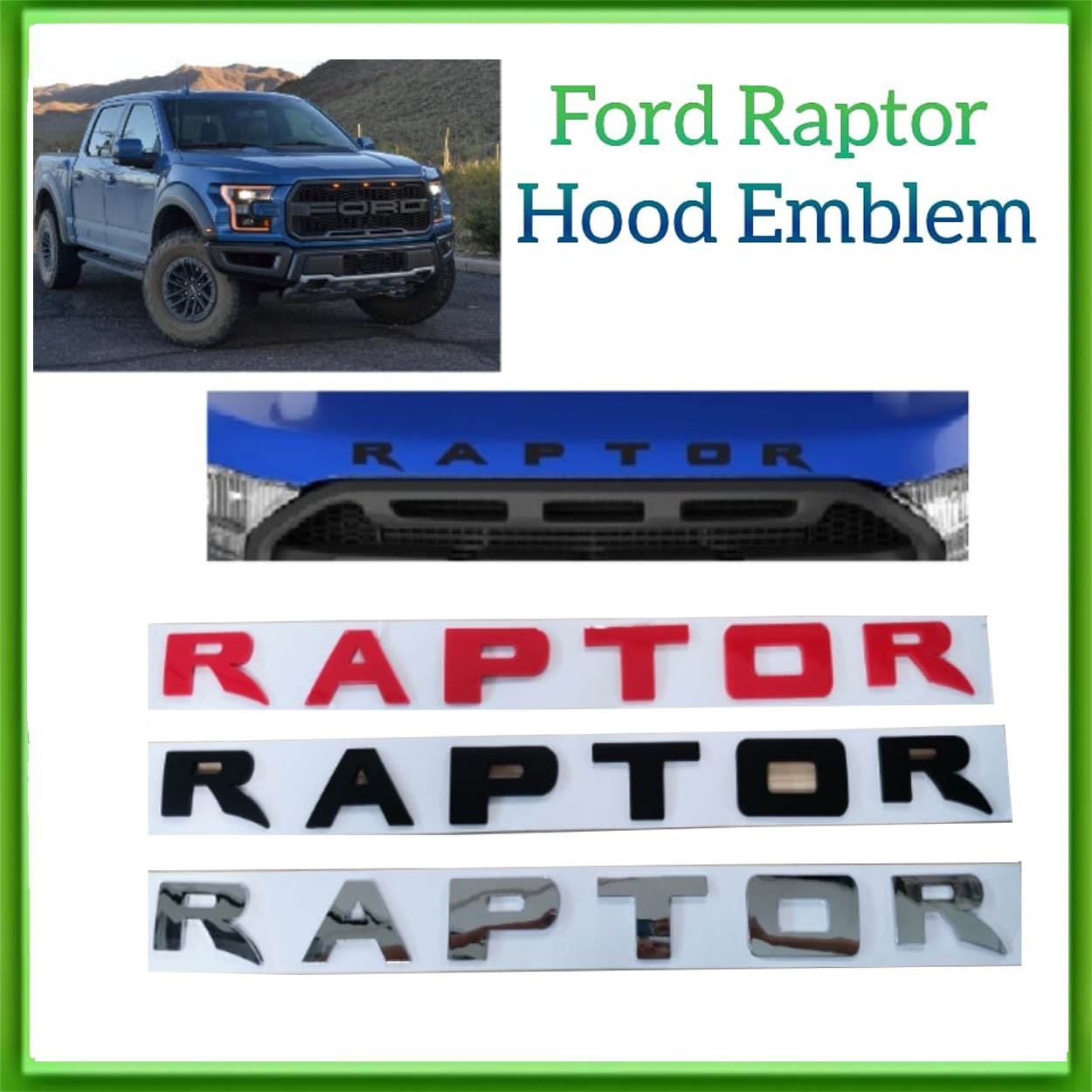 Ford Raptor logo Car Hood Emblem Sticker(black) | Lazada PH
