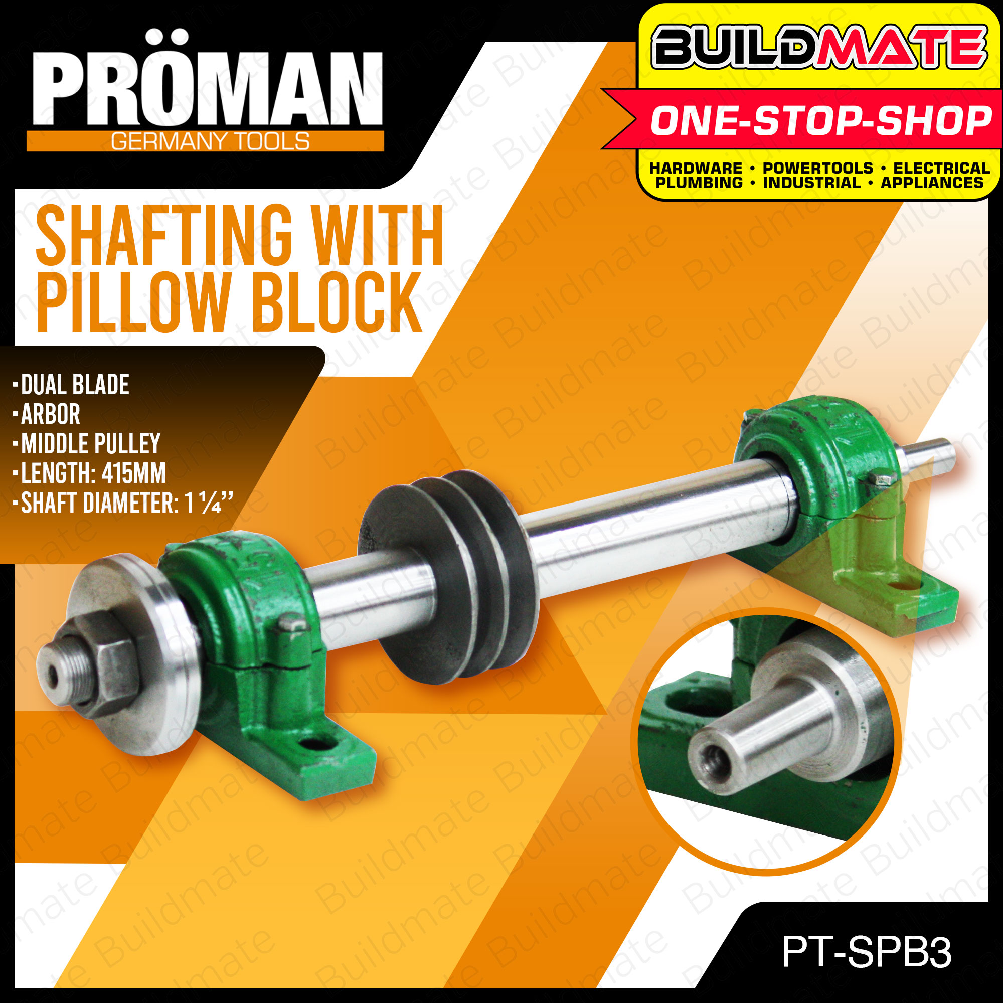 PROMAN | PROBUILD Shafting 1 1/4" Inch With Pillow Block No.1 SOLD PER ...