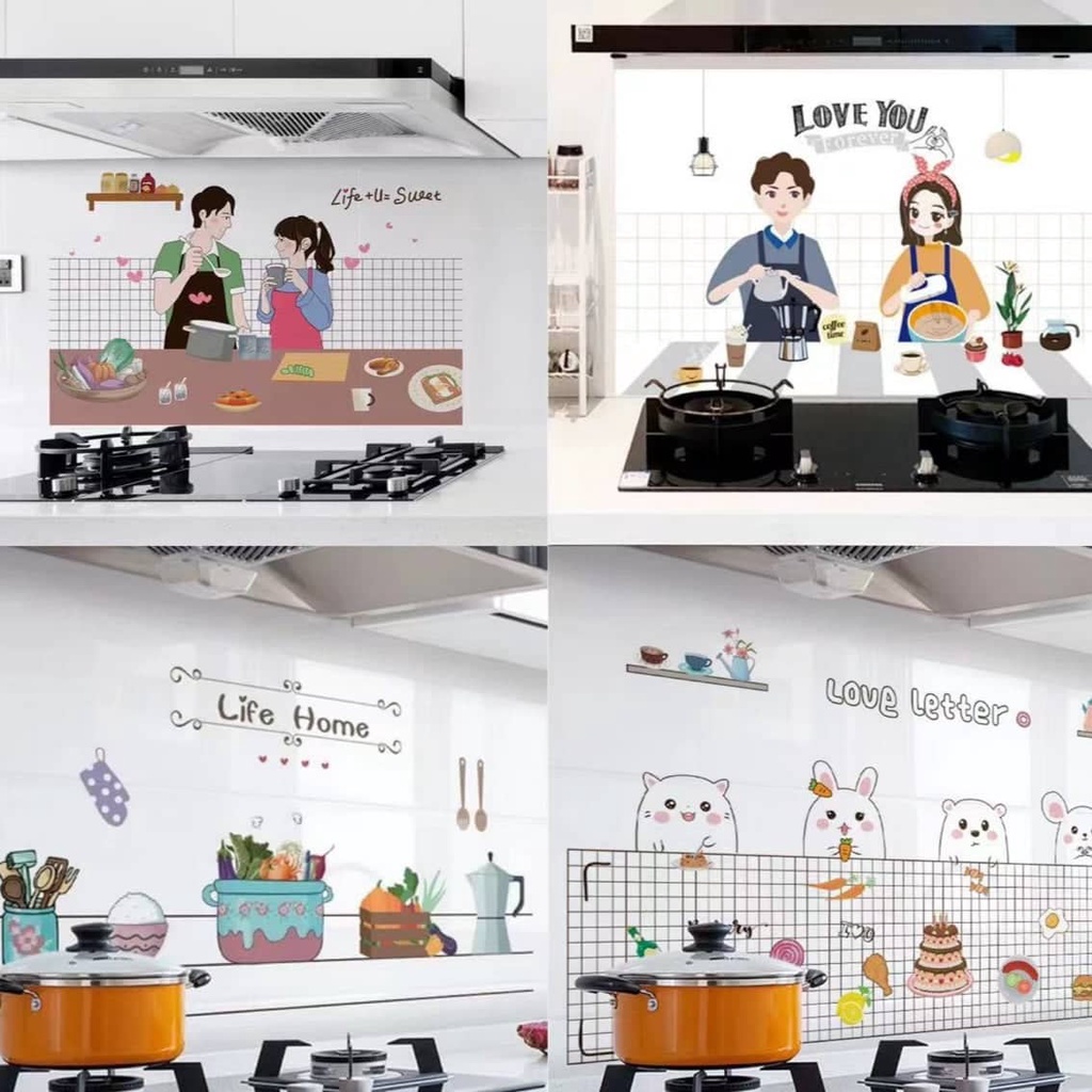HTF Kitchen Oil-proof Sticker Self-adhesive Waterproof Wallpaper High ...