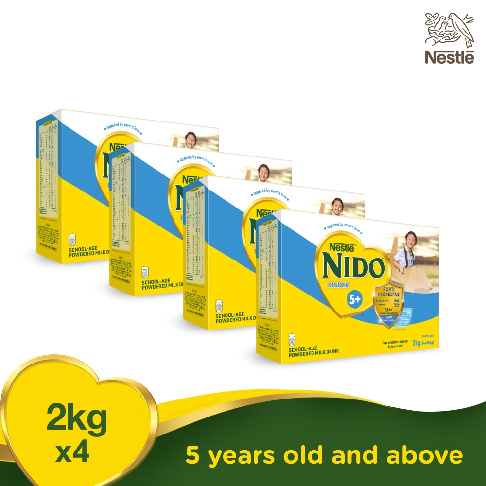 NIDO® 5+ Powdered Milk Drink For School Age Children Above 5 Years Old 8kg [2kg x 4] | Lazada PH