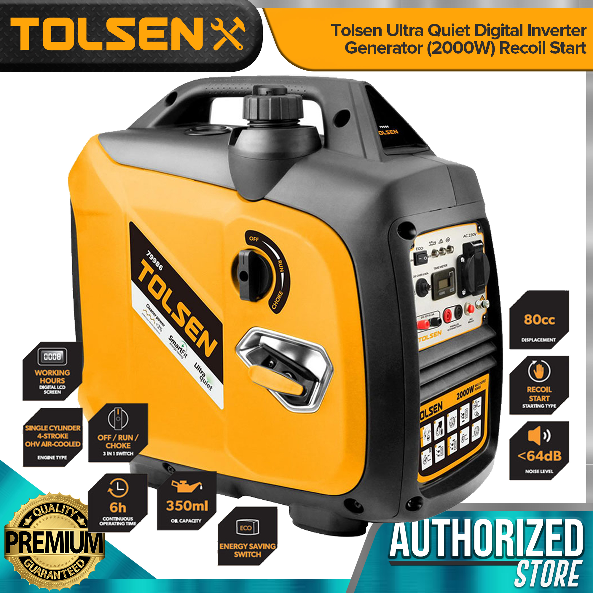 Tolsen Ultra Quiet Digital Inverter Generator (2000W | 2400W | 4000W ...