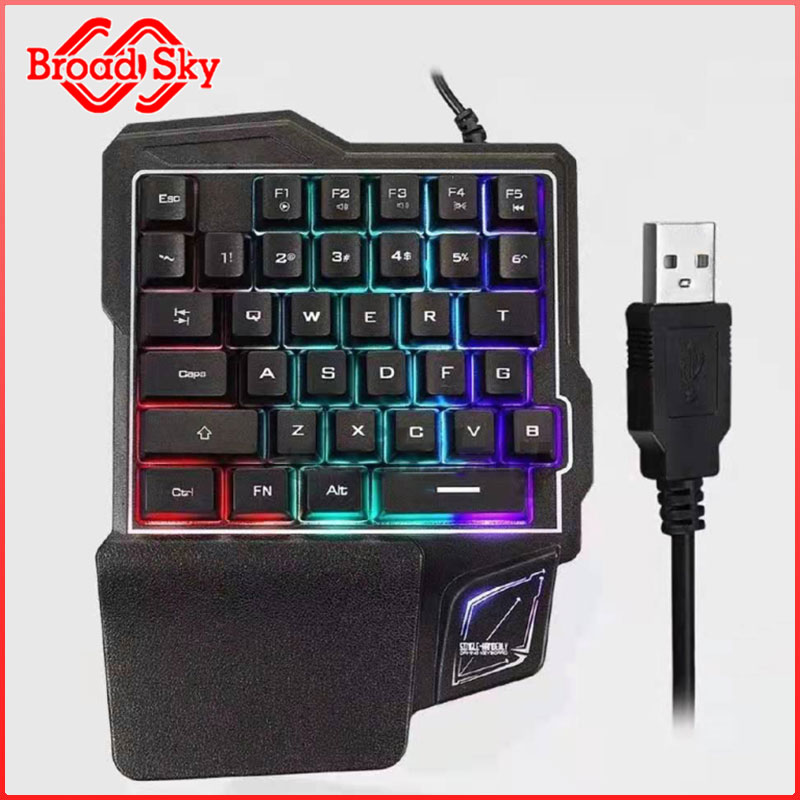 Broad Sky One Handed Gaming Keyboard RGB Mechanical Ergonomic Game ...