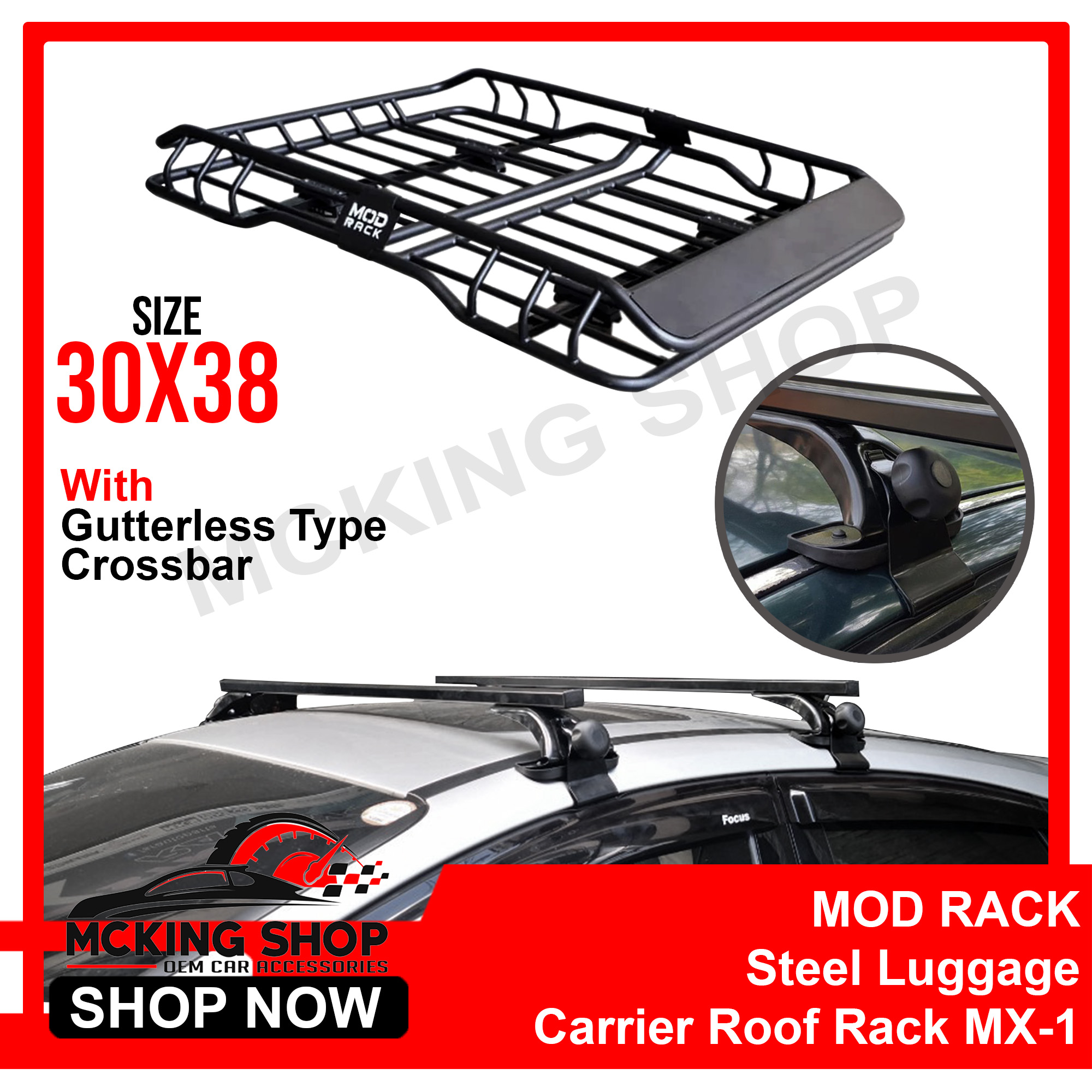 MODRACK/ MOD RACK Steel Luggage Carrier Roof Rack 30x38 inches (Black ...