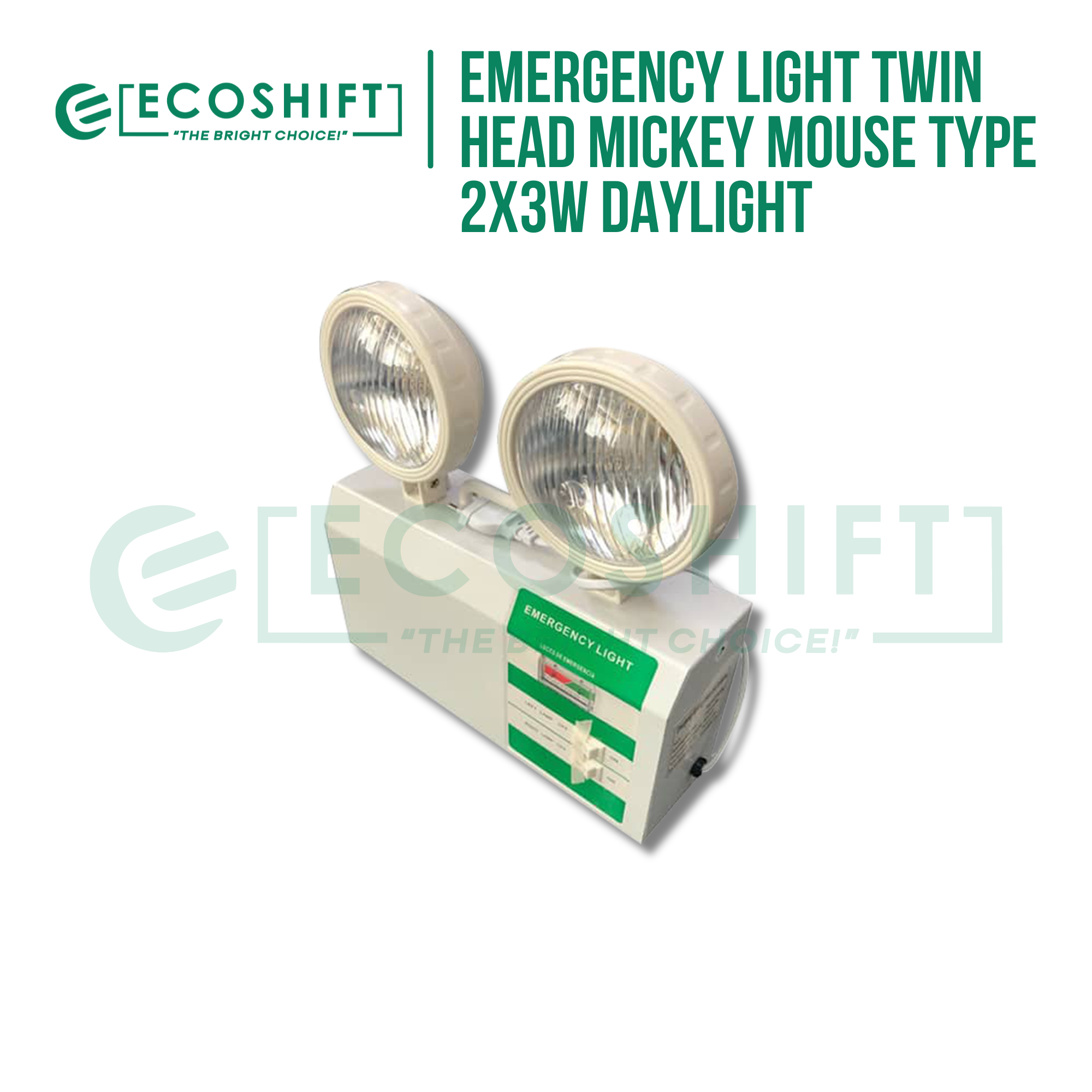 EcoShift LED Emergency Light Twin Head – Mickey Type | Lazada PH