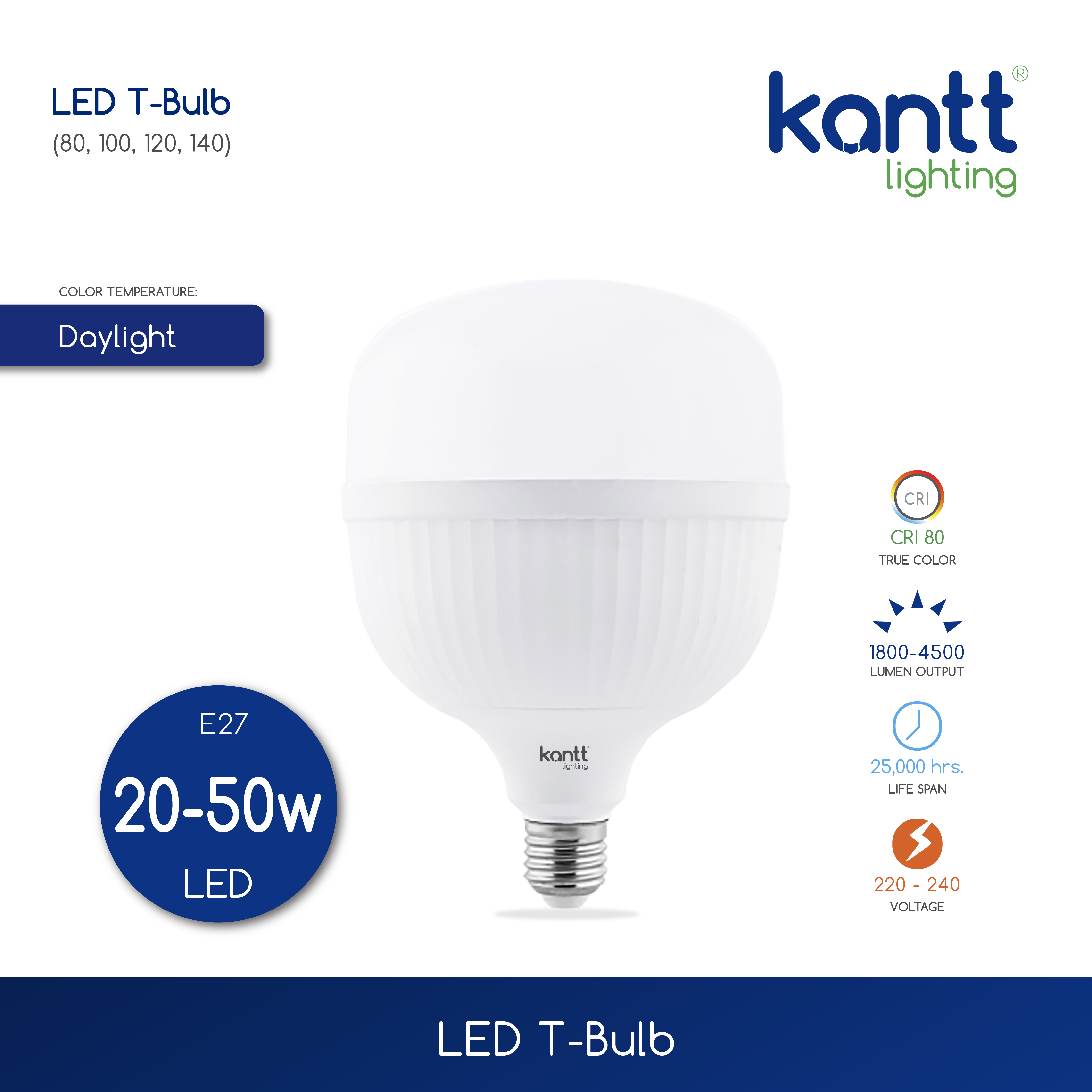 Kantt Lighting Daylight LED High Power T-Bulb - 30W / 40W / 50W | Lazada PH