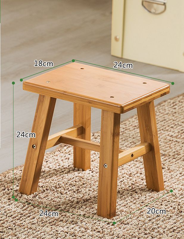 M&A PHC Natural Bamboo Wood Stackable Rectangle Bamboo Stool Children ...