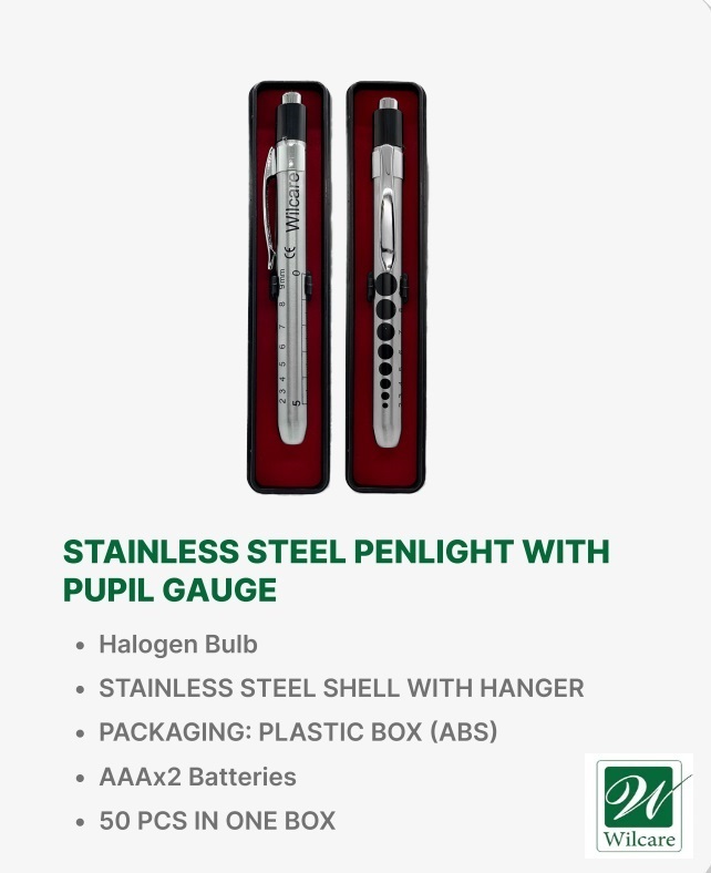 SALE! Wilcare Medical Pen Light Stainless with Pupil Gauge 1 pc ...