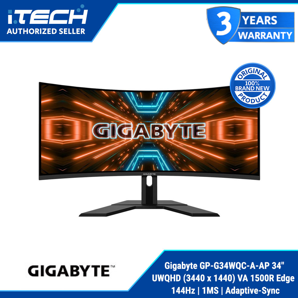 Gigabyte GP-G34WQC-A-AP 34" Curved Ultrawide Gaming Monitor UWQHD (3440 ...