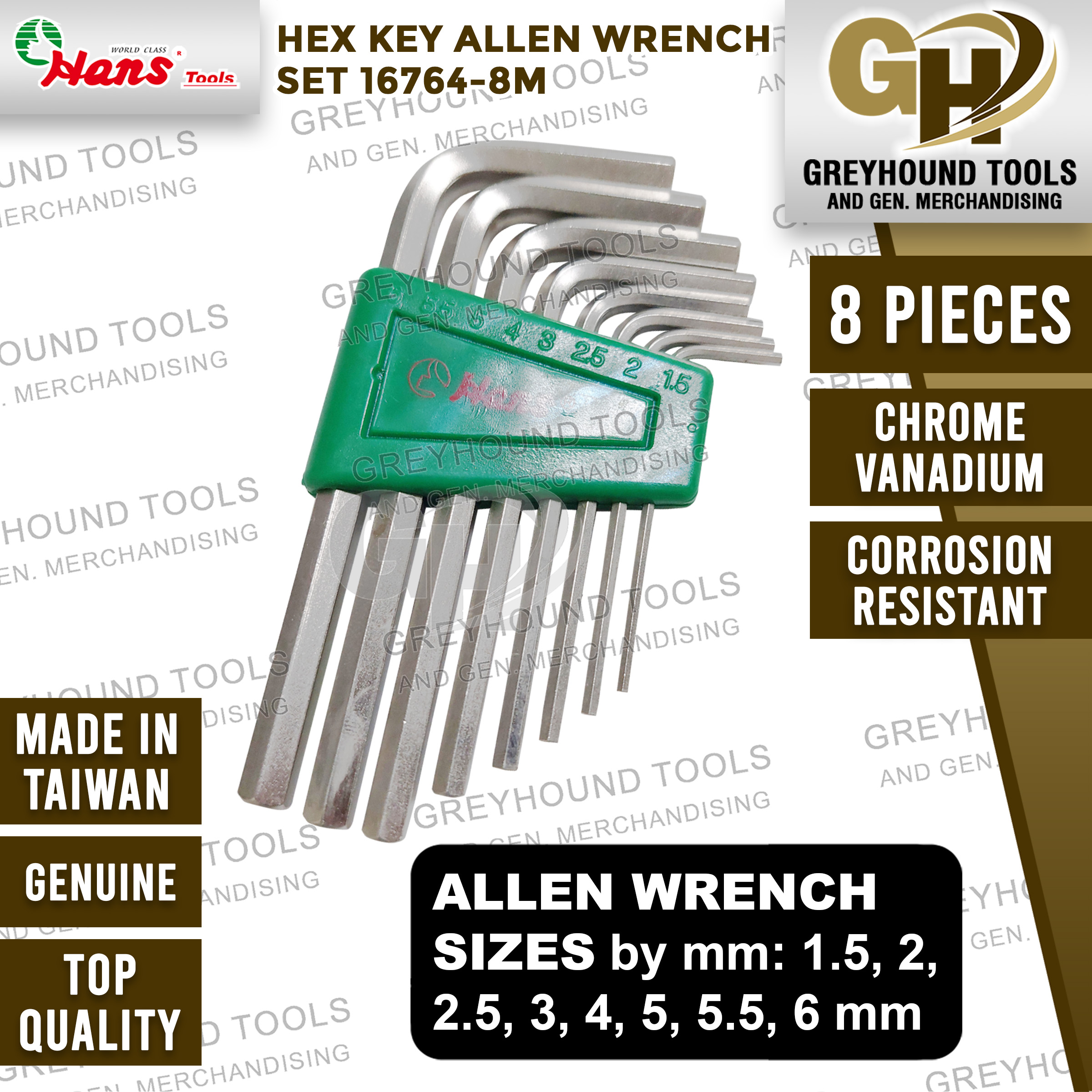 Hans Hex Key Allen Wrench Set 1.5-6mm 8 Pieces 16764-8M | Lazada PH