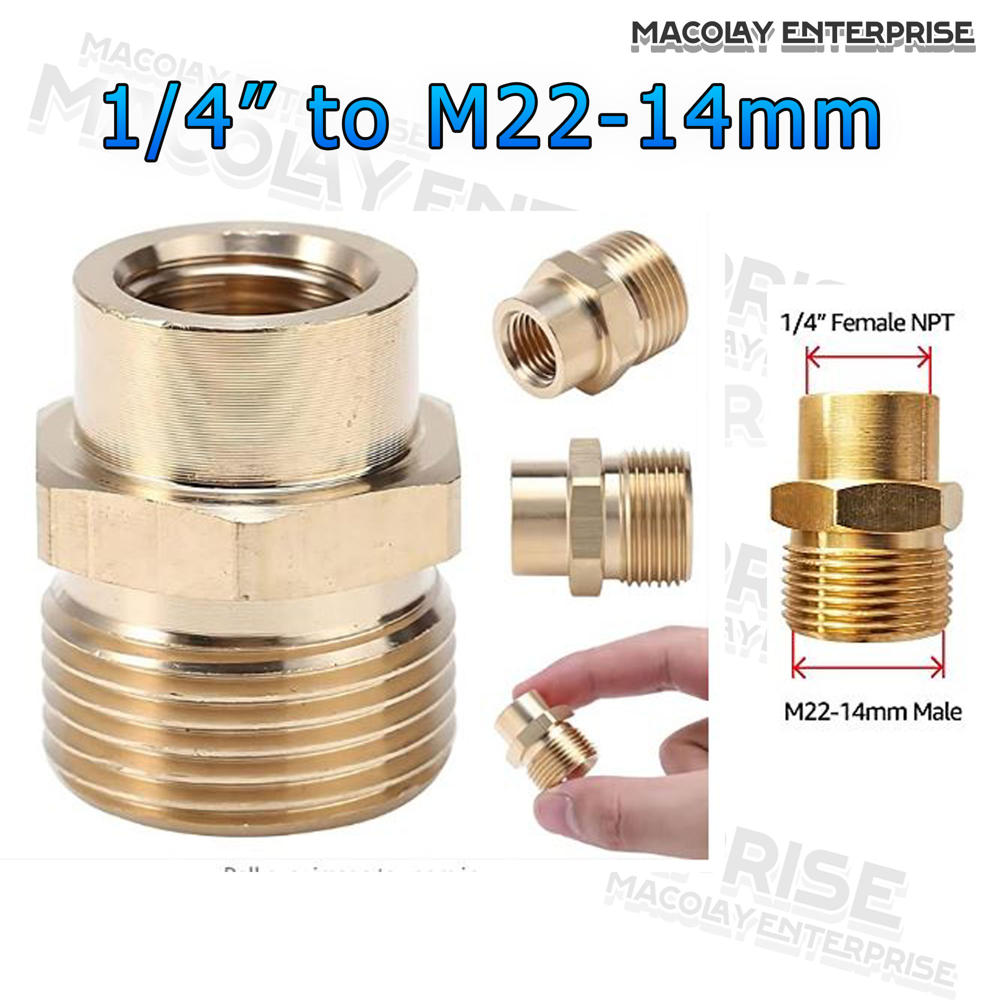 F20 M22-14 Male to 1/4 NPT Female adaptor fittings sold per piece by Macolay Enterprise | Lazada PH